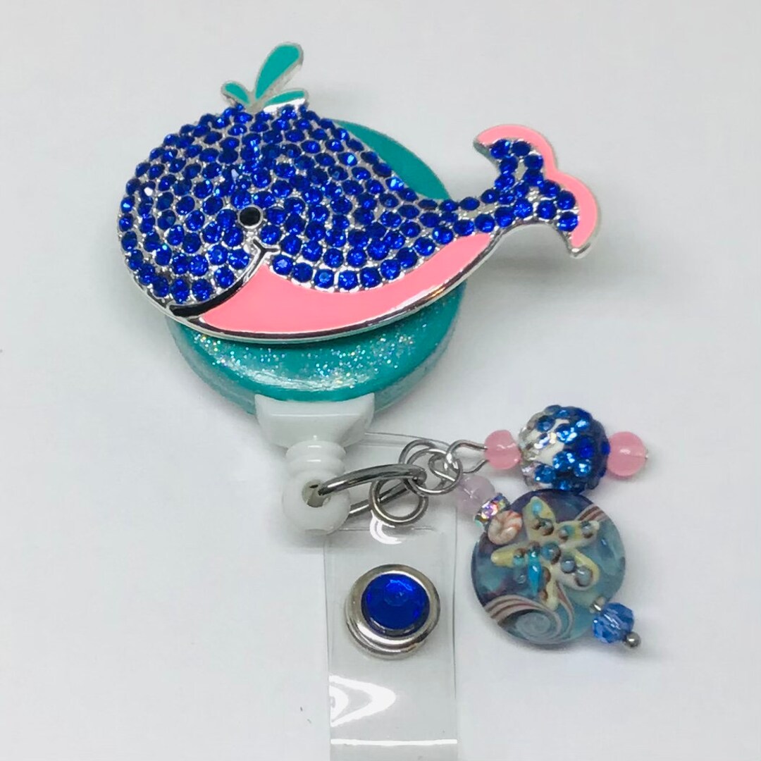 Blue Whale, Beach Retractable Badge Holder Nurse Retractable Reel ID ...