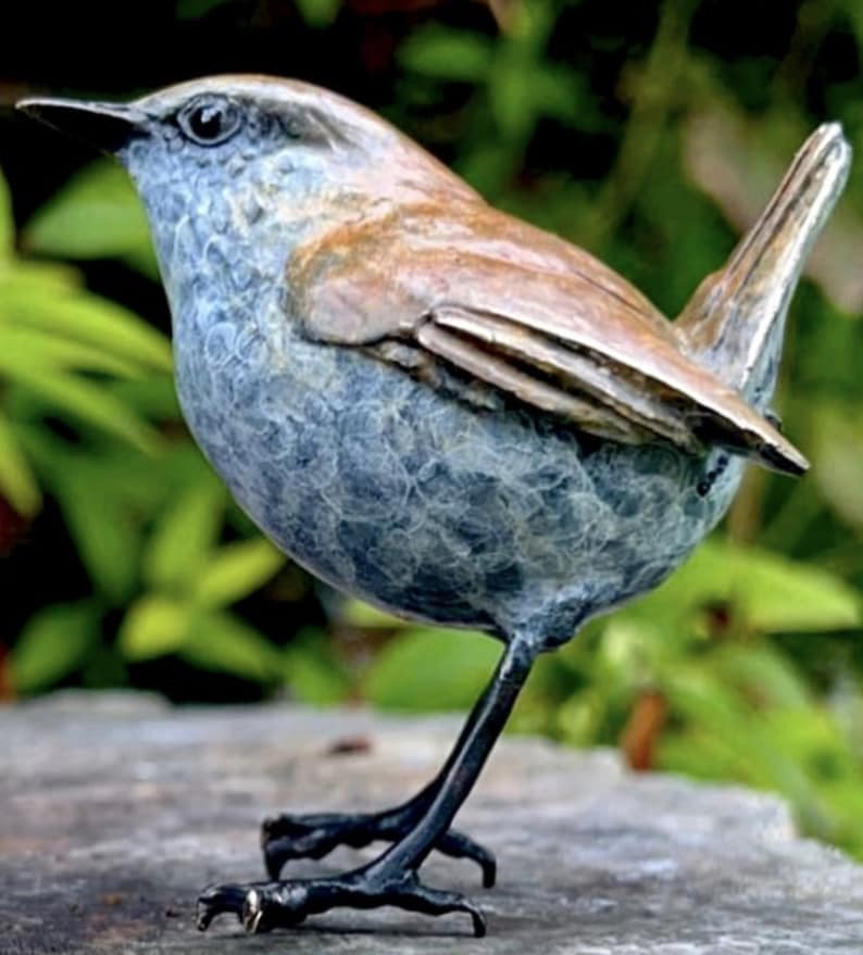 Hot Cast Solid Bronze Sculpture Life Size Wren by Steve Langford ...