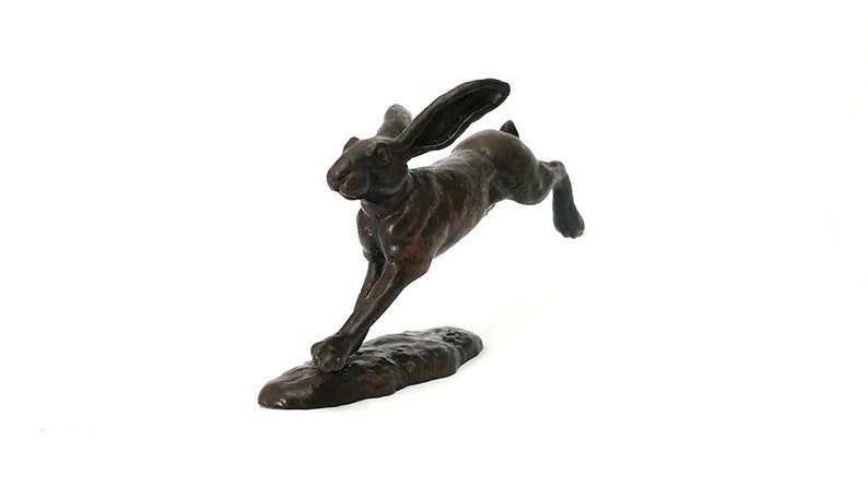 Solid Bronze Sculpture Leaping Hare - Etsy UK