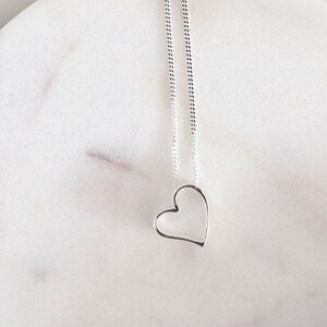 Sterling Silver Heart Necklace, Solid Silver Heart Necklace, Silver ...
