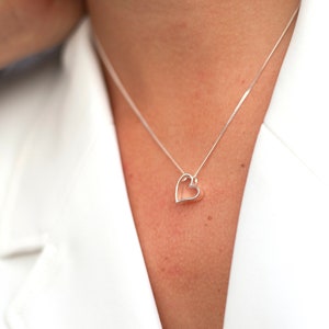 Sterling Silver Heart Necklace, Solid Silver Heart Necklace, Silver ...