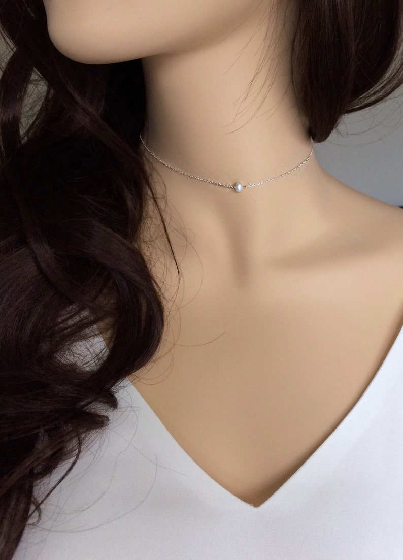Freshwater Pearl Choker Dainty Pearl Choker Gold Chain Etsy Uk