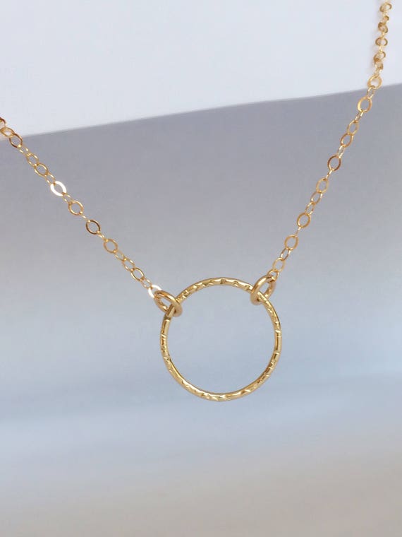 Dainty Gold Necklace Gold Circle NecklaceGold Necklace | Etsy