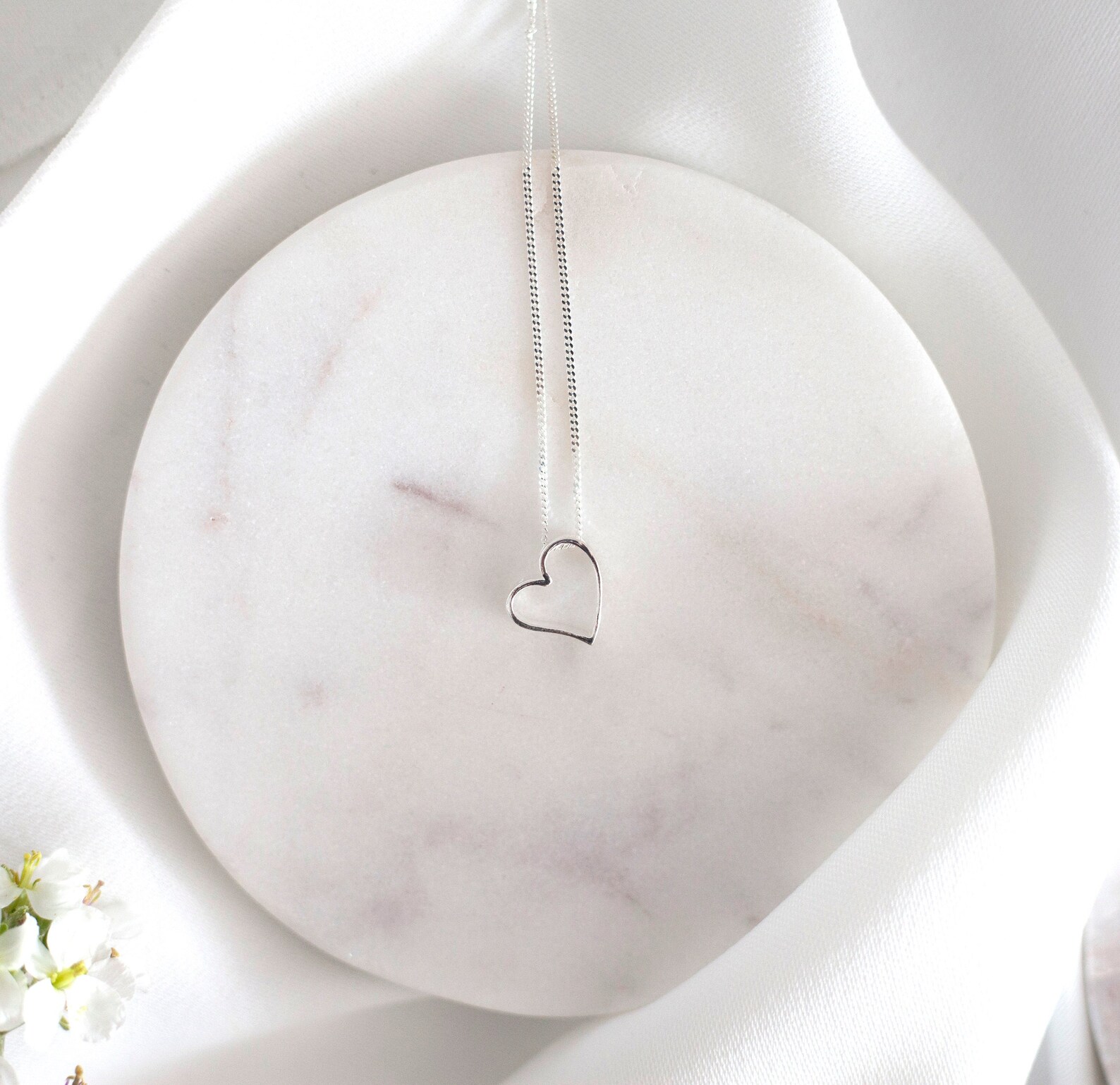 Sterling Silver Heart Necklace Solid Silver Heart Necklace | Etsy