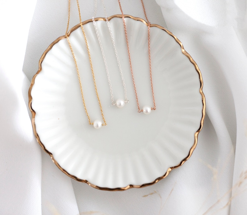 Freshwater Pearl Necklace Dainty Pearl Necklace Gold - Etsy
