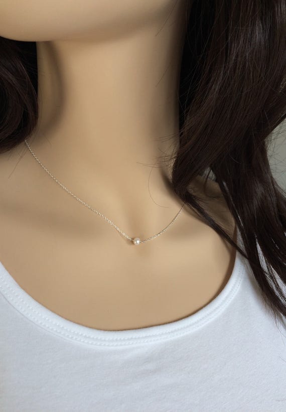 Freshwater Pearl Necklace Dainty Pearl Necklace Gold Necklace Everyday Jewelry Bridal Jewelry Bridesmaid Necklace UK Seller Etsy