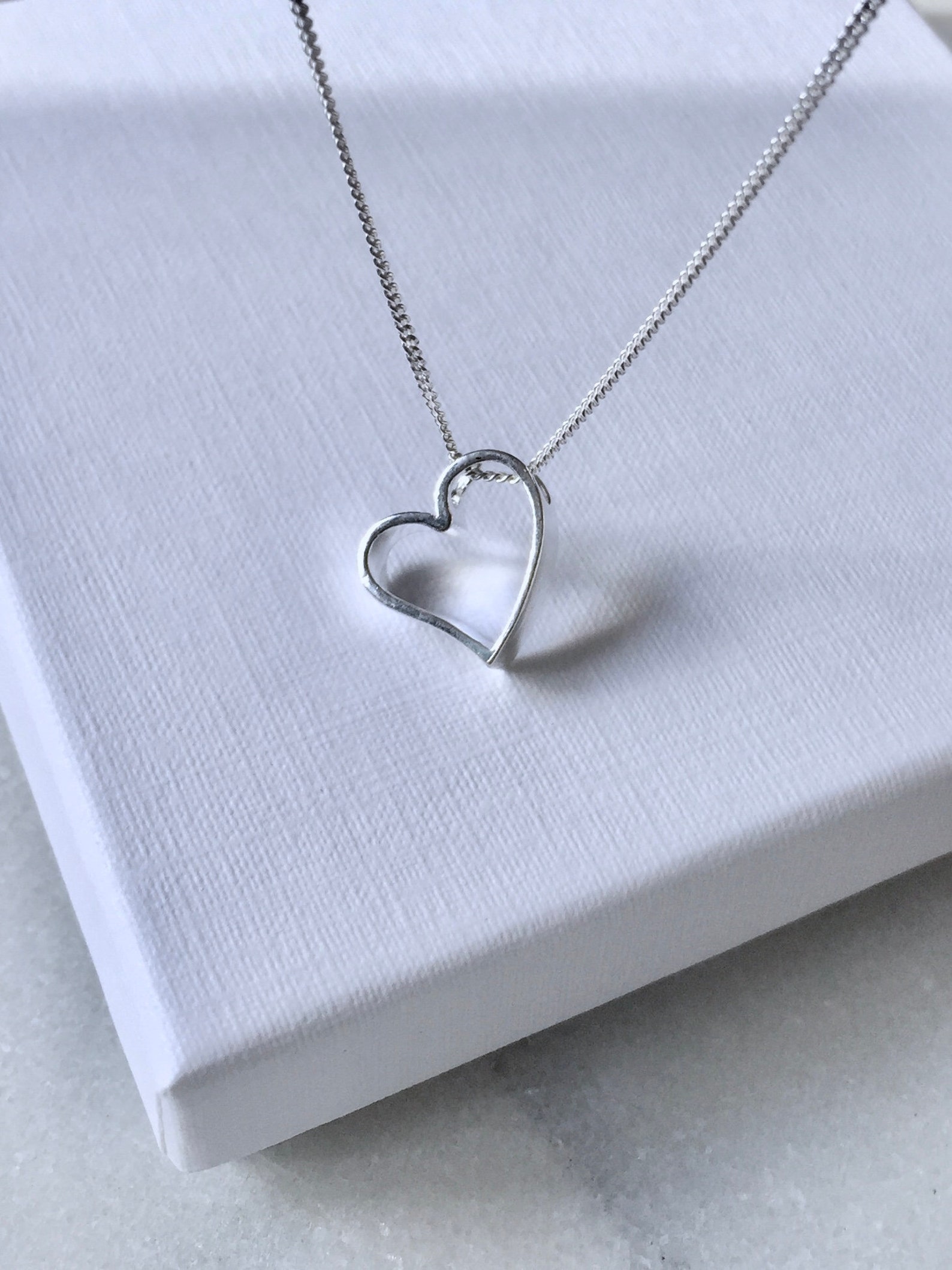 Sterling Silver Heart Necklace Solid Silver Heart Necklace | Etsy
