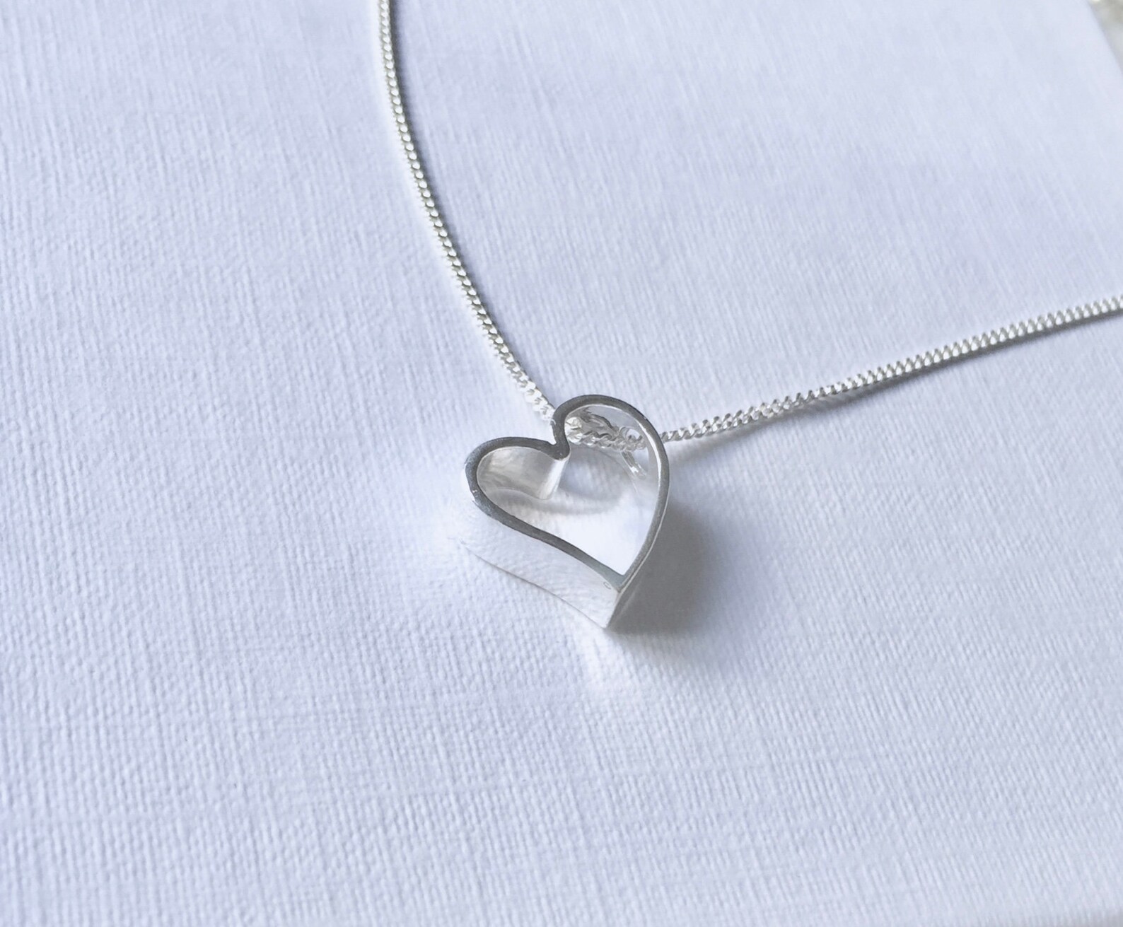Sterling Silver Heart Necklace Solid Silver Heart Necklace | Etsy
