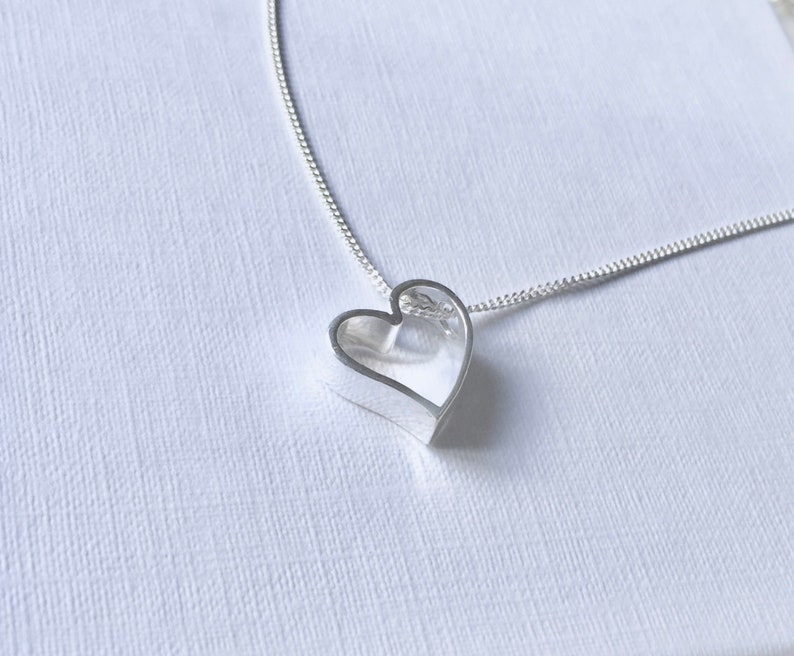 Sterling Silver Heart Necklace Solid Silver Heart Necklace - Etsy
