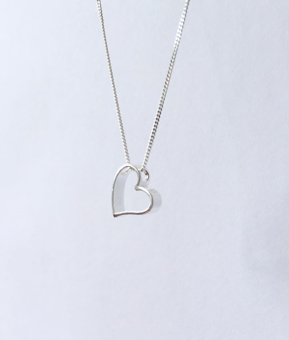 Sterling Silver Heart Necklace Solid Silver Heart Necklace | Etsy