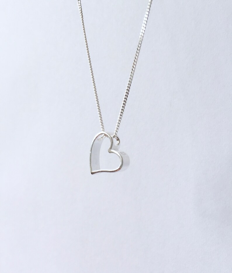 Sterling Silver Heart Necklace Solid Silver Heart Necklace - Etsy