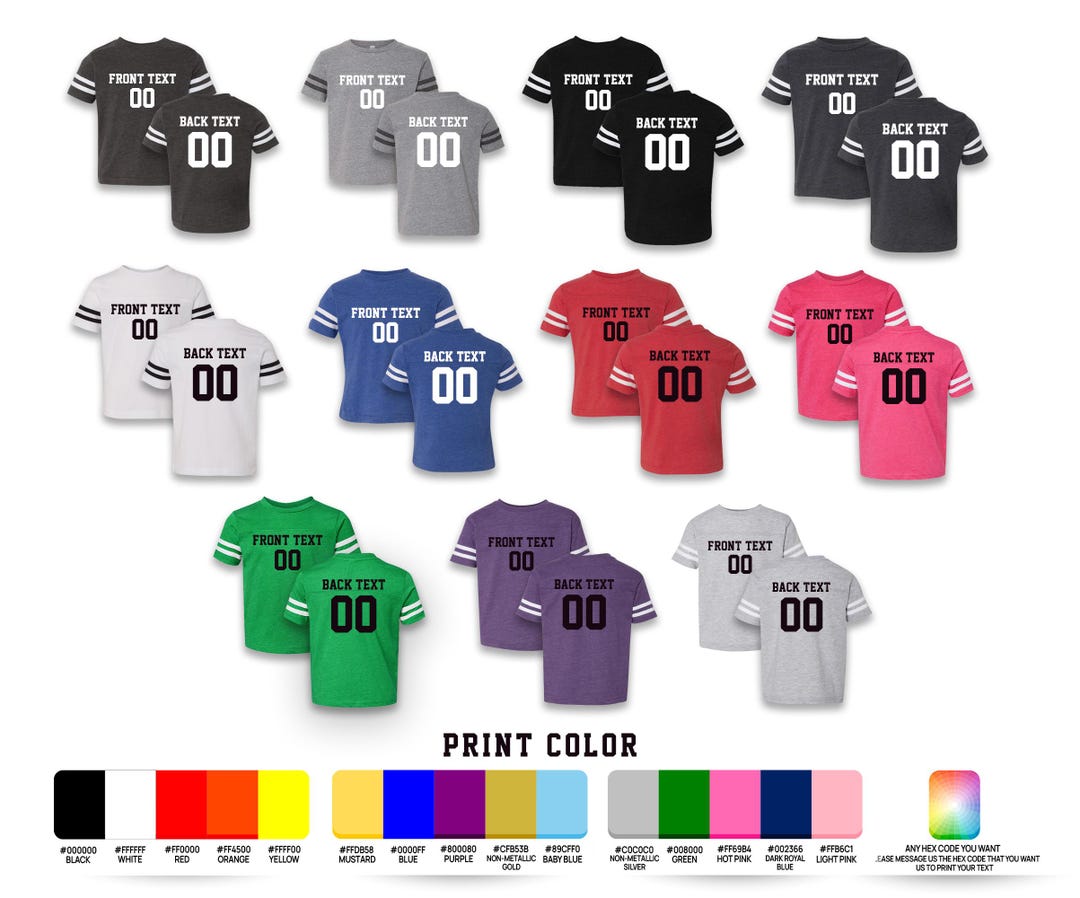 Customized Toddler Football Jersey Team Shirts Name Number Customized ...