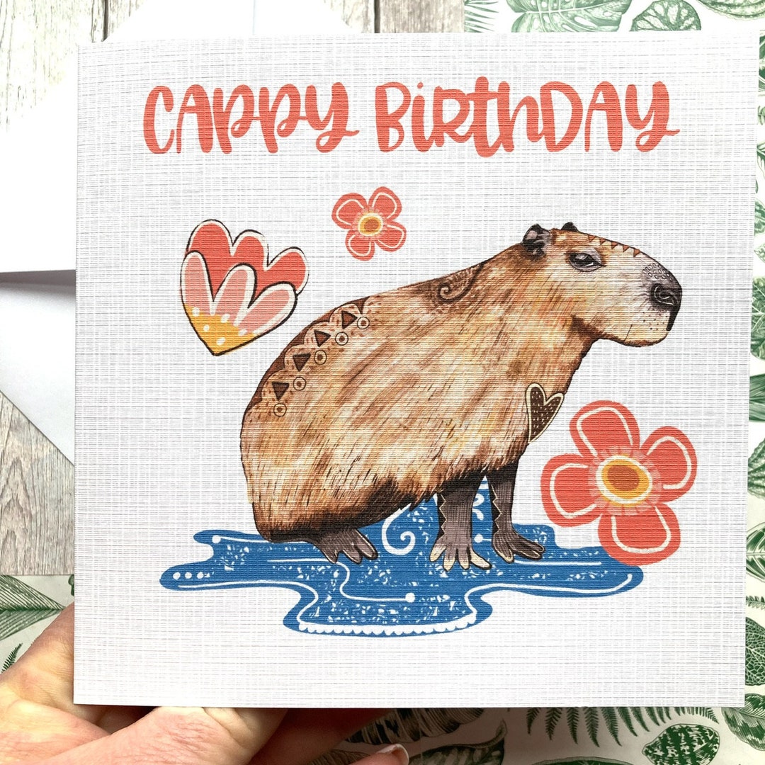 Capybara Birthday Card, Capybara Pun, Quirky Capybaras, Capybara Lover ...