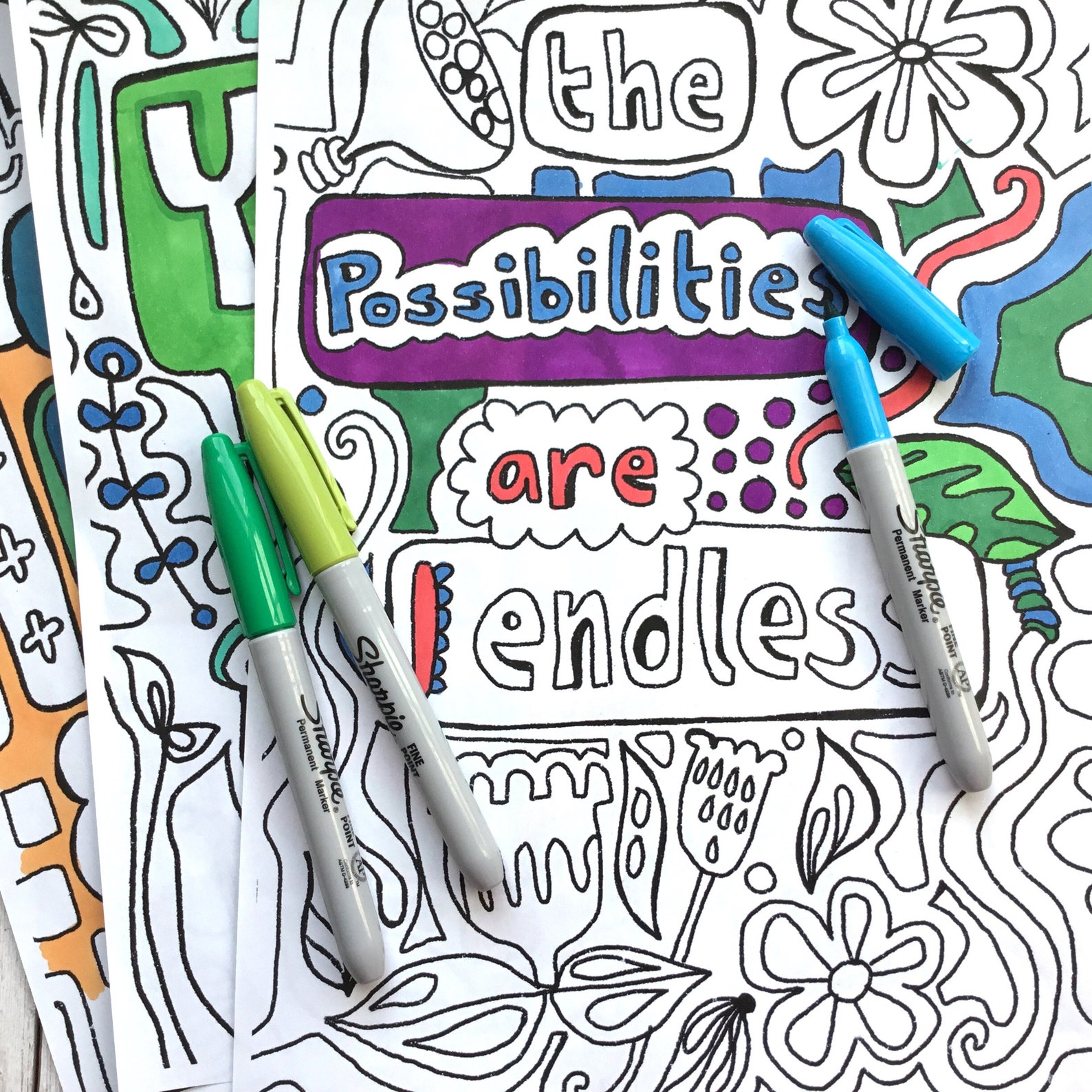 Quote Colouring Page, Instant Download PDF, the Possibilities Are ...