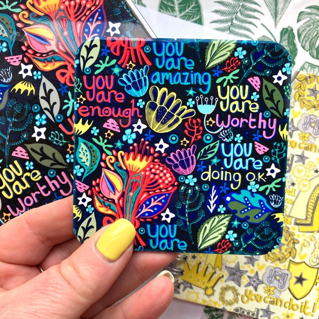 Positive Affirmations Fridge Magnet, Colorful Floral Illustration - Etsy
