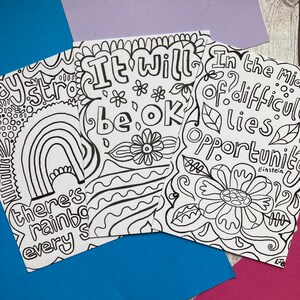 Positive Postcard Set, Colour in Postcards, Motivational Postcards ...