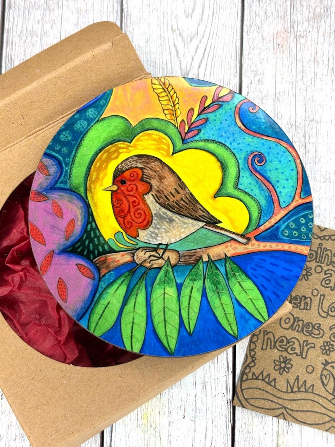 Quirky Robin Bauble or Coaster, Remembrance Decor - Etsy