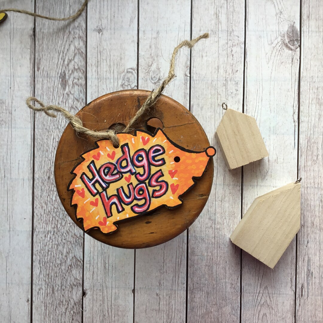 Hedgehog Hug Gift, Hand-lettered Birch Wood, Thinking of You - Etsy