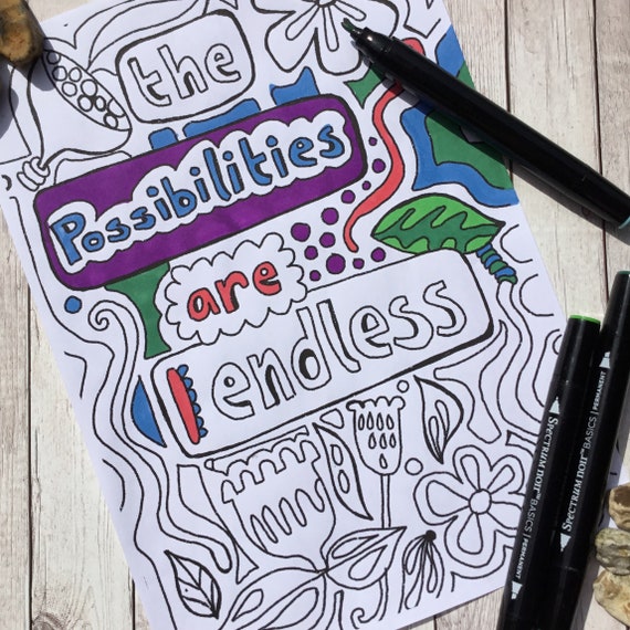 Quote Colouring Page Instant Download PDF the Possibilities - Etsy UK
