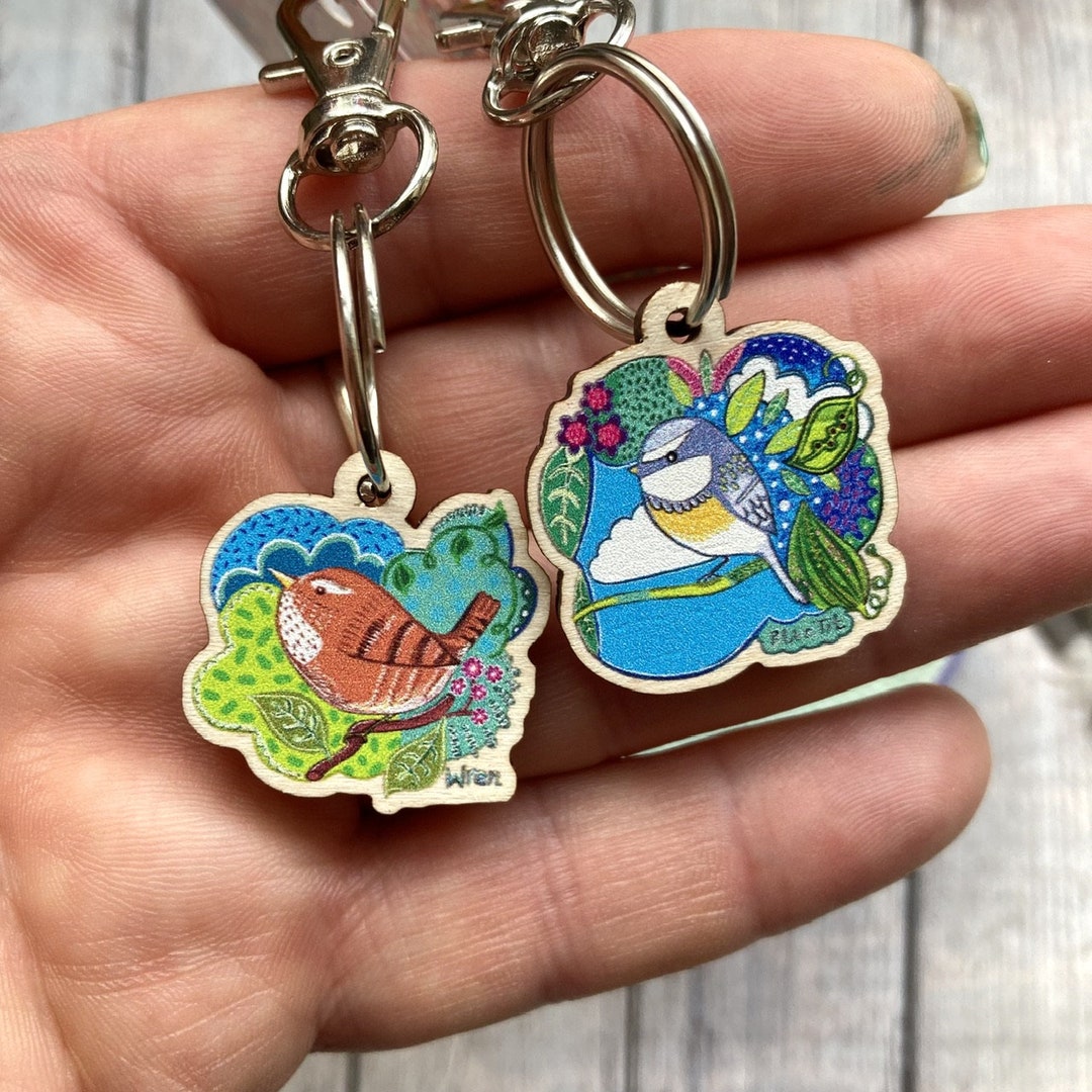 Garden Bird Keyring Blue Tit Key Fob Wren Key Chain Bird - Etsy