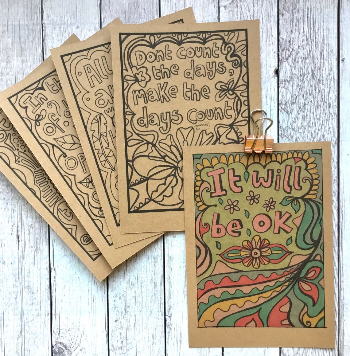 Positive Postcard Set, Colour in Postcards, Motivational Postcards ...