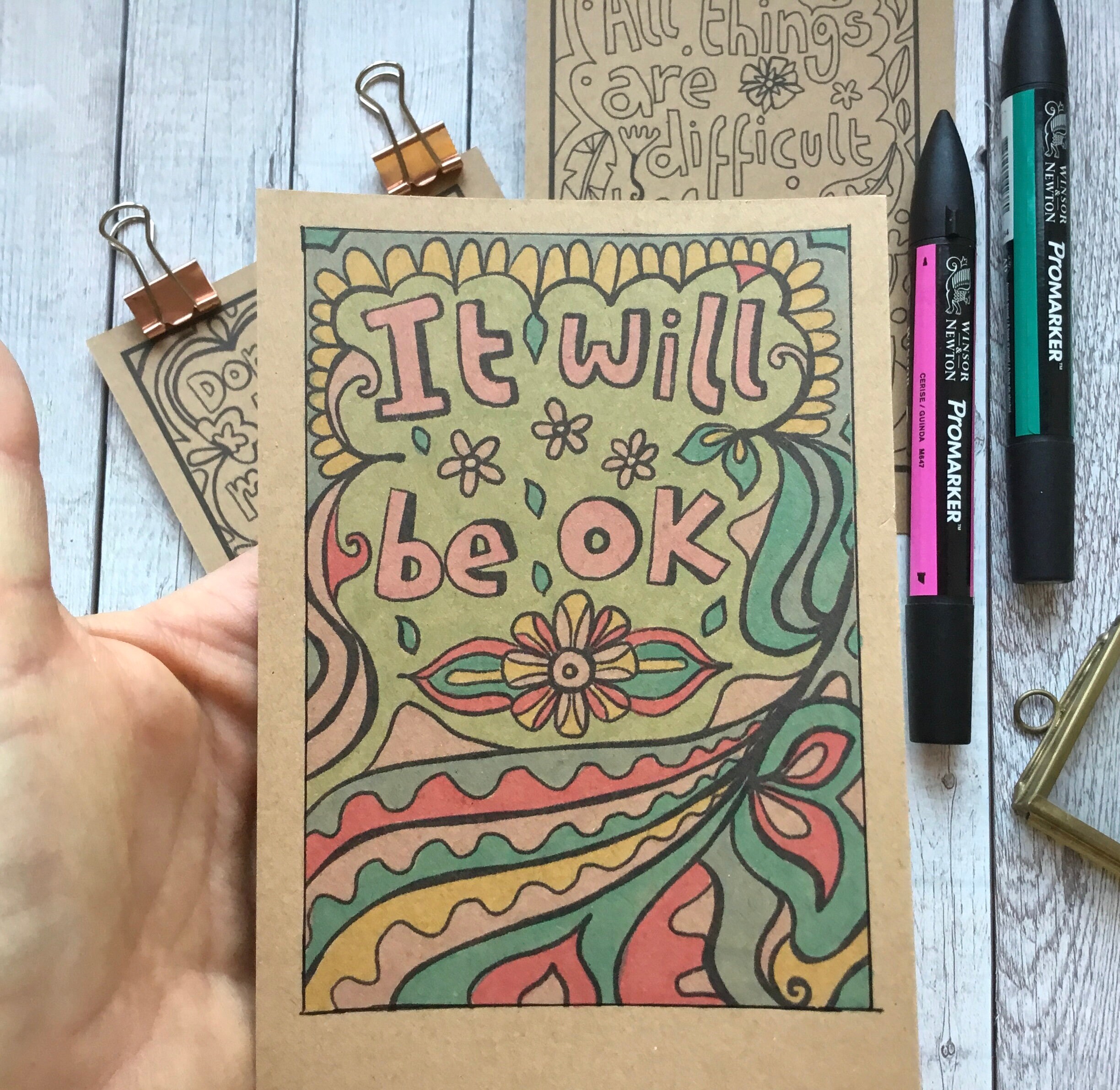 Positive Postcard Set, Colour in Postcards, Motivational Postcards ...
