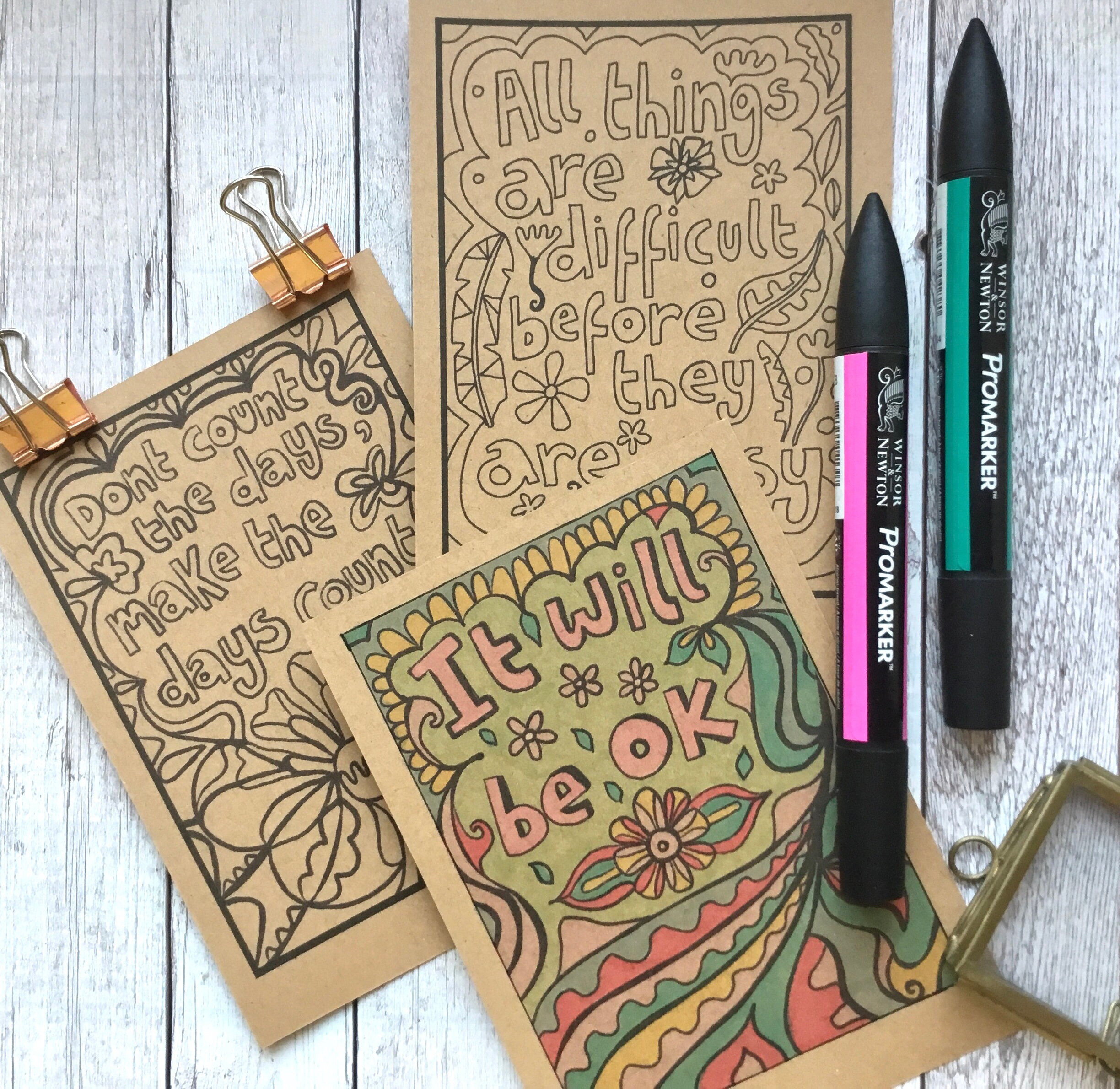 Positive Postcard Set, Colour in Postcards, Motivational Postcards ...