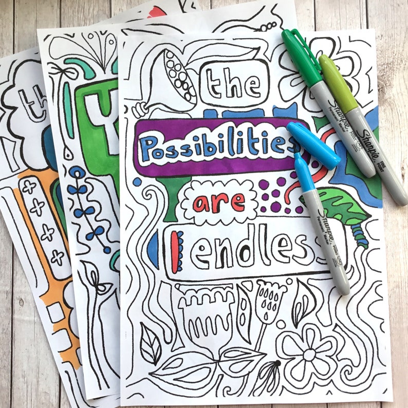 Quote Colouring Page, Instant Download PDF, the Possibilities Are ...