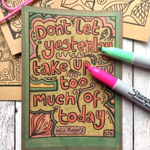 Positive Postcard Set, Colour in Postcards, Motivational Postcards ...