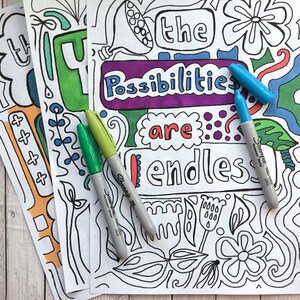 Quote Colouring Page, Instant Download PDF, the Possibilities Are ...