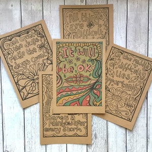 Positive Postcard Set, Colour in Postcards, Motivational Postcards ...