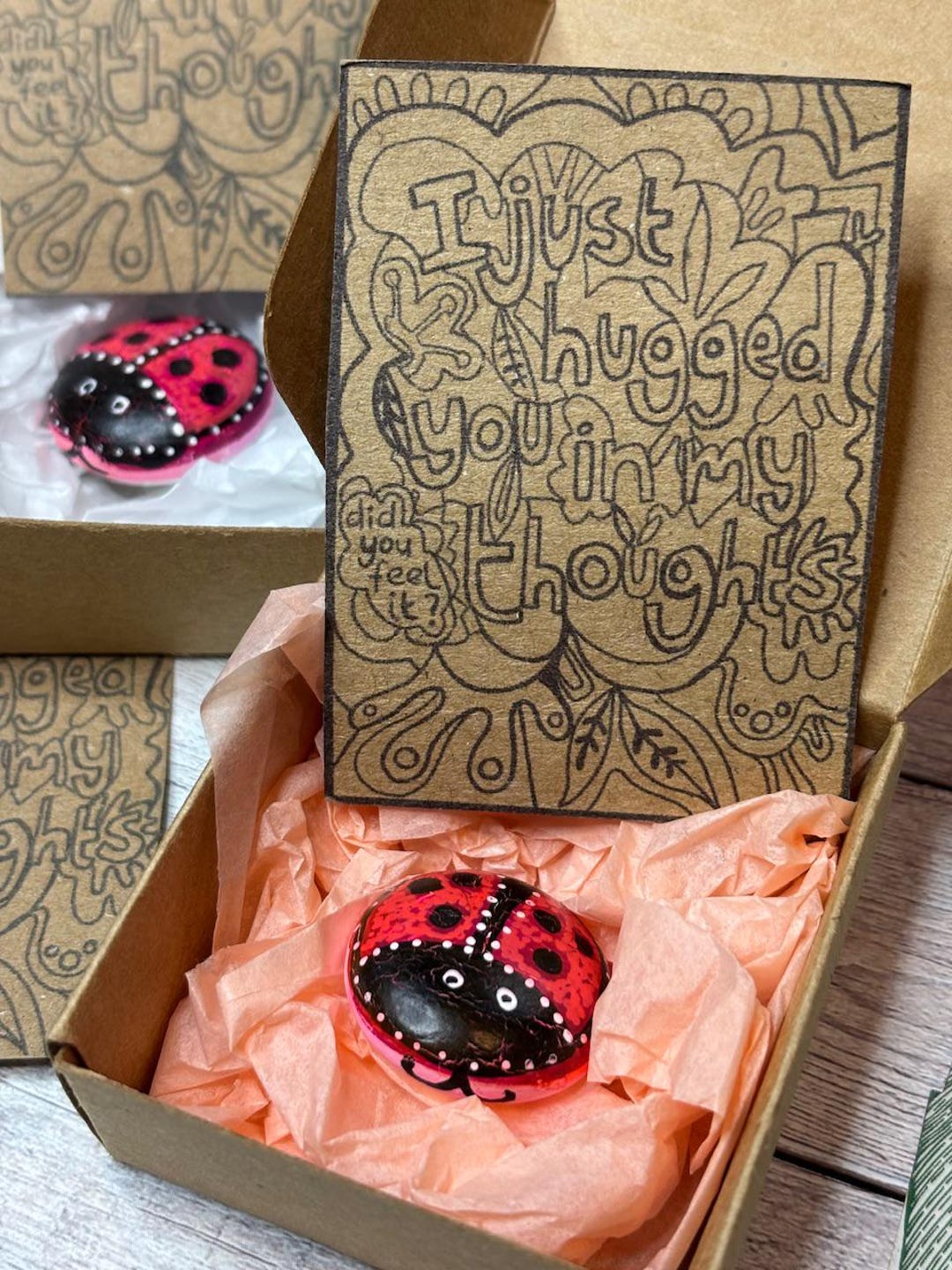 Sending a Hug Gift, Mini Happy Ladybird Bug, Thinking of You ...