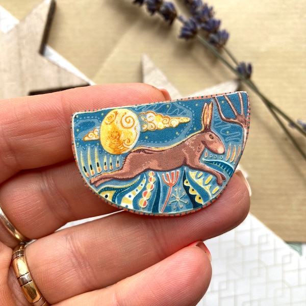 Hare Pin - Etsy UK