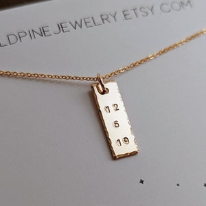 Mini Custom Date Bar in 14k Gold Filled or Sterling Silver ...