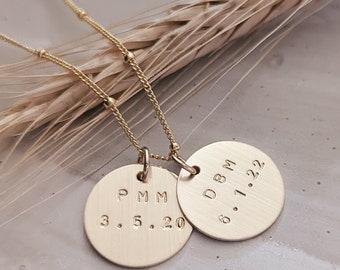 Personalized Date Disc Necklace 14k Gold Filled Sterling - Etsy