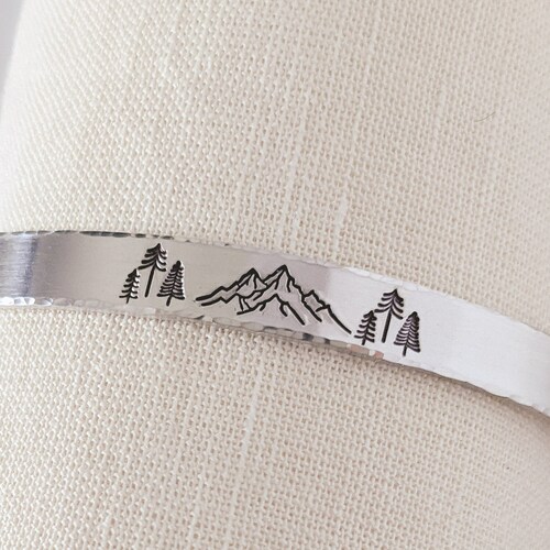 TREE Bracelet Cuff Forest Tree Jewelry Hand Stamped Cuff | Etsy