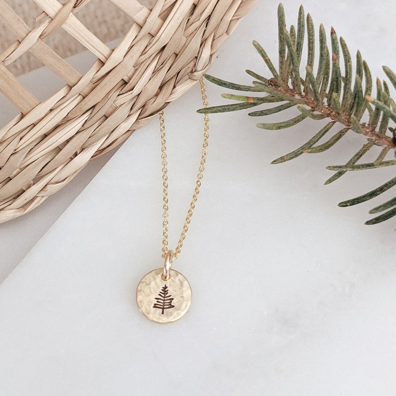 Hand Stamped Pine Necklace - Etsy