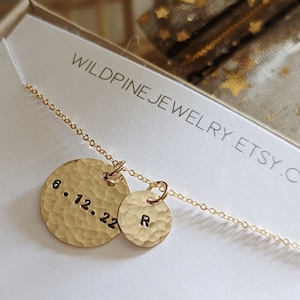 Medium Custom Date Necklace, 14k Gold Filled, Sterling Silver ...