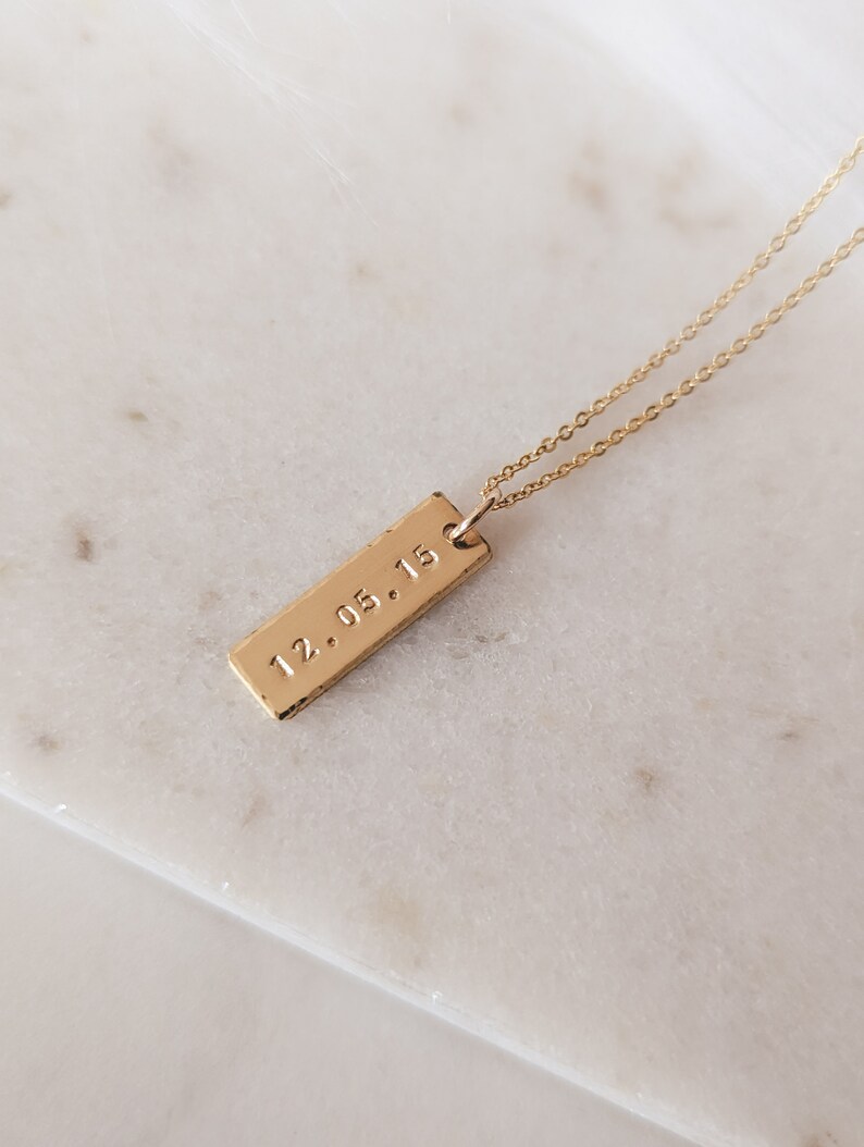 Mini Custom Date Bar in 14k Gold Filled or Sterling Silver - Etsy