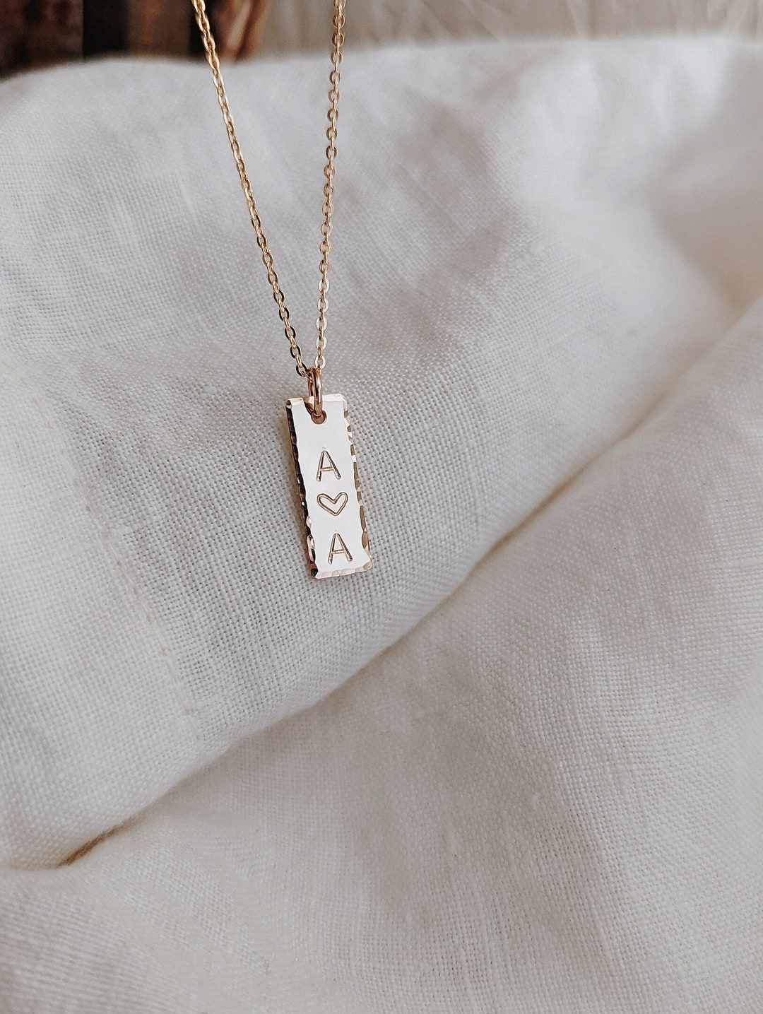 Dainty Personalized Initials Tag Necklace, 14k Gold Filled, Silver ...