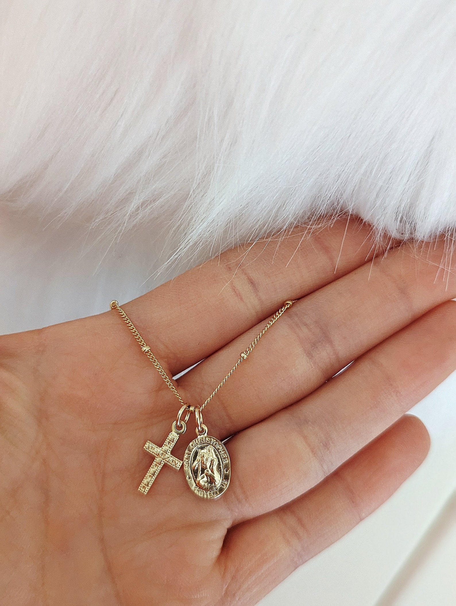 St Christopher Cross Necklace, Travelers Protection, 14k Gold Filled ...