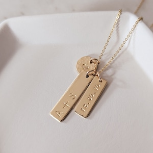 Custom Date Bar Necklace, Hand Stamped, 14k Gold Filled, Silver ...