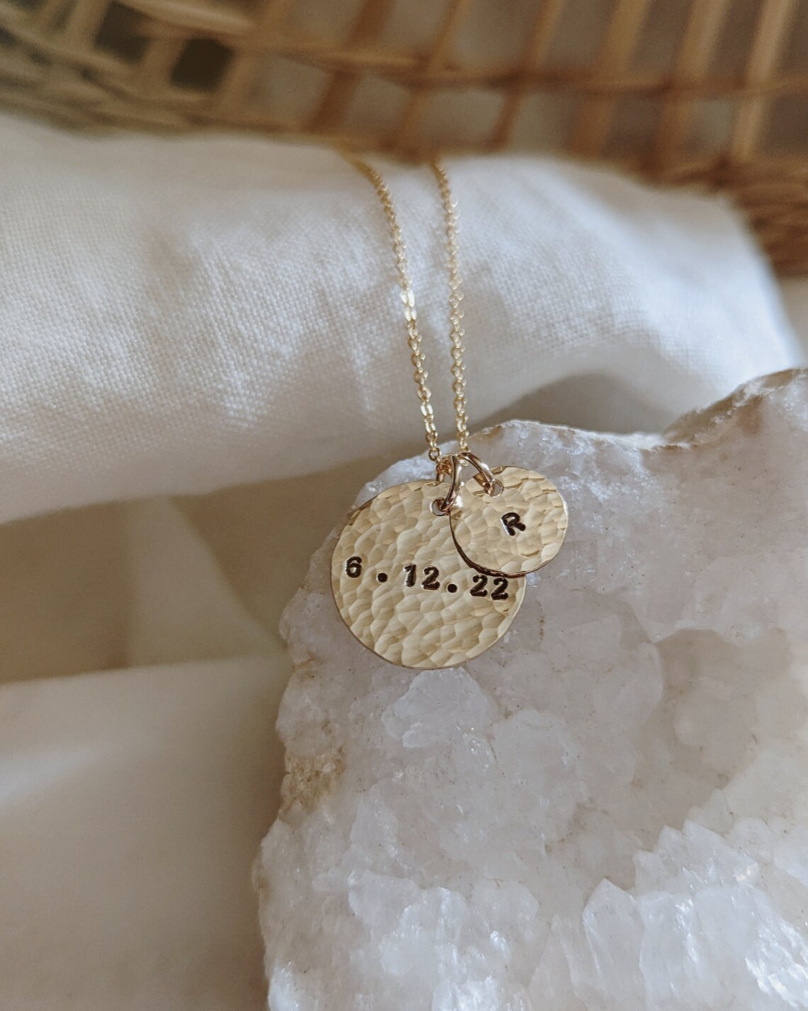 Medium Custom Date Necklace, 14k Gold Filled, Sterling Silver ...