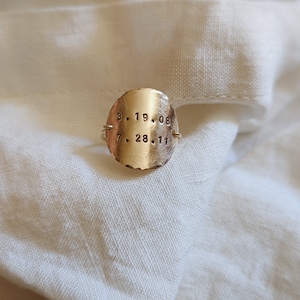 Custom Hand Stamped Ring, Personalized Statement Ring, 14k Gold Filled ...