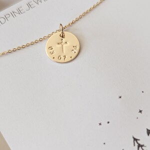 Dainty Cross Necklace in 14k Gold Filled or Sterling Silver, Custom ...