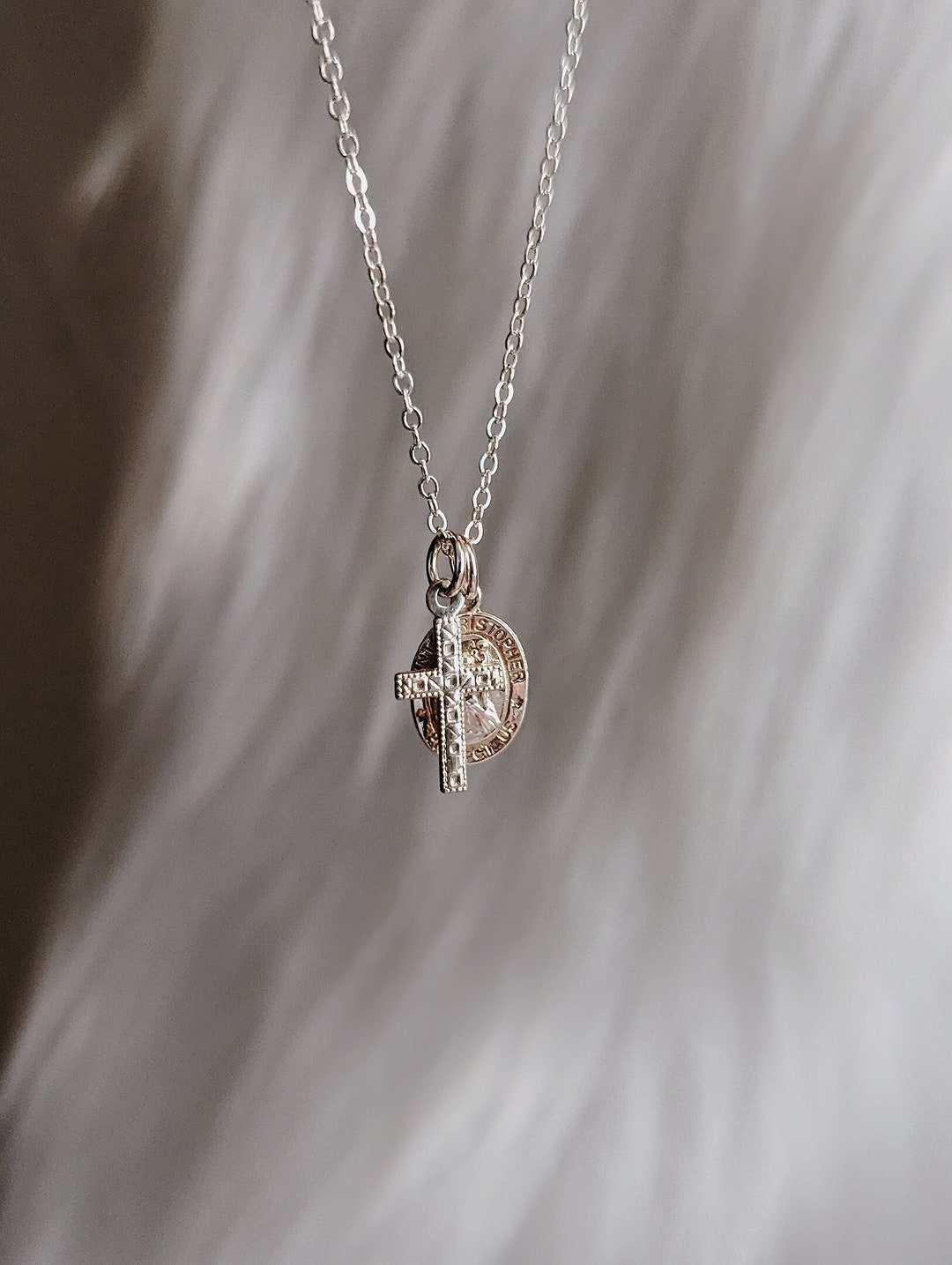 Sterling Silver St Christopher Cross Necklace, Travelers Protection ...