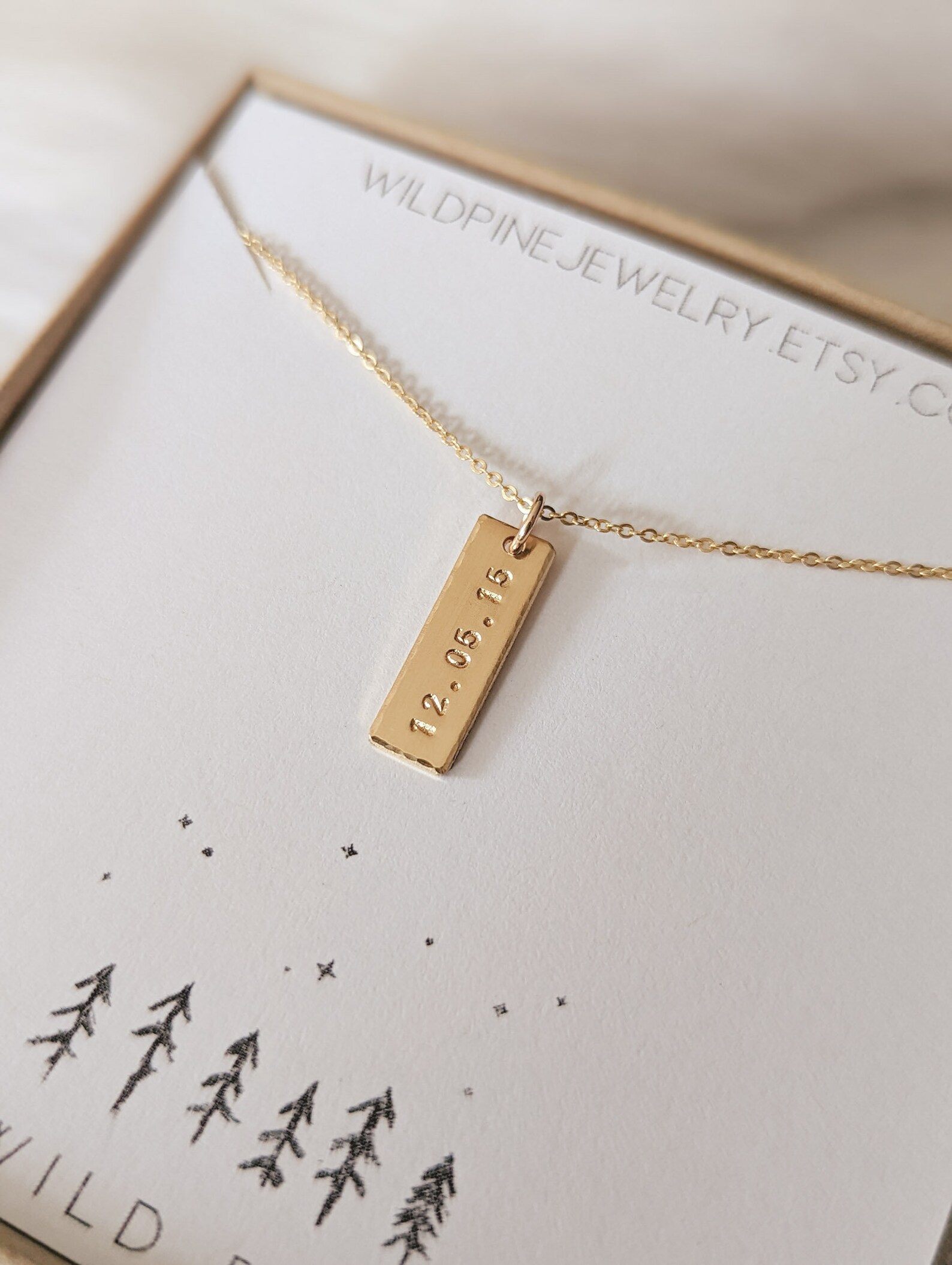 Mini Custom Date Bar in 14k Gold Filled or Sterling Silver ...