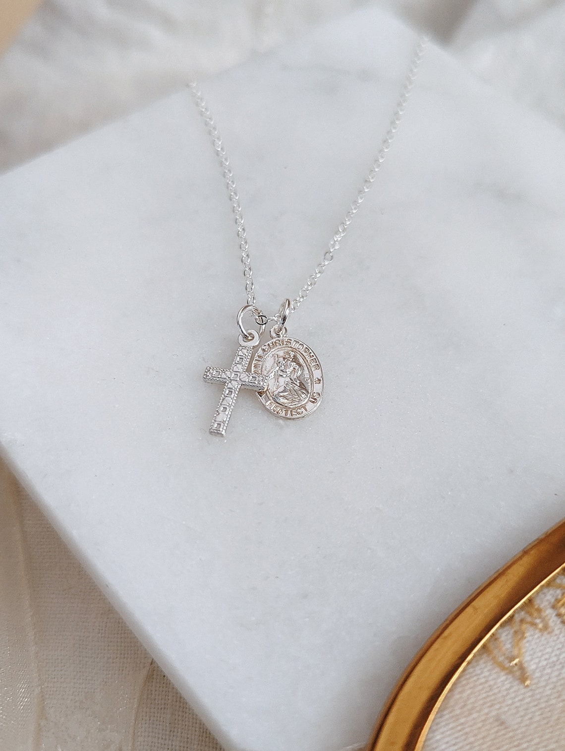St Christopher Cross Necklace, Travelers Protection, 14k Gold Filled ...