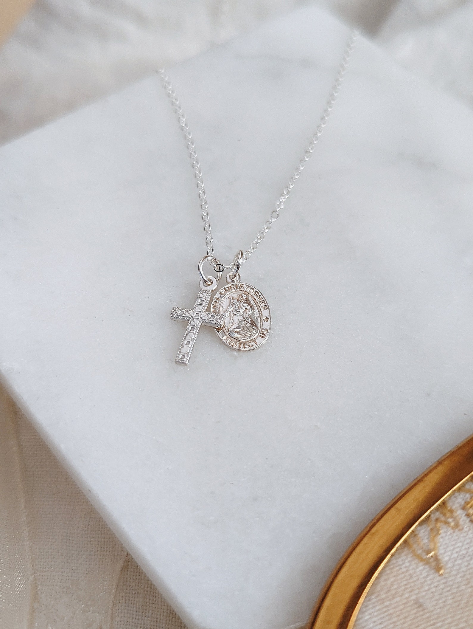 St Christopher Cross Necklace, Travelers Protection, 14k Gold Filled ...