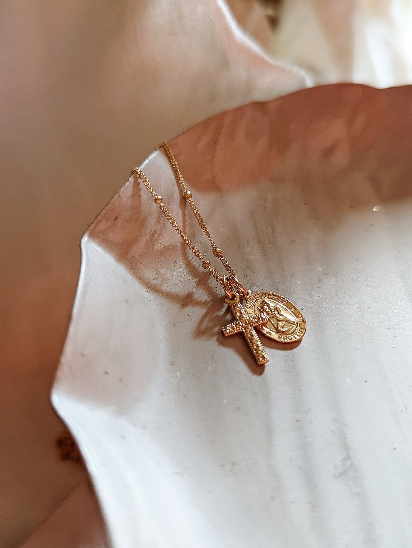 St Christopher Cross Necklace, Travelers Protection, 14k Gold Filled ...